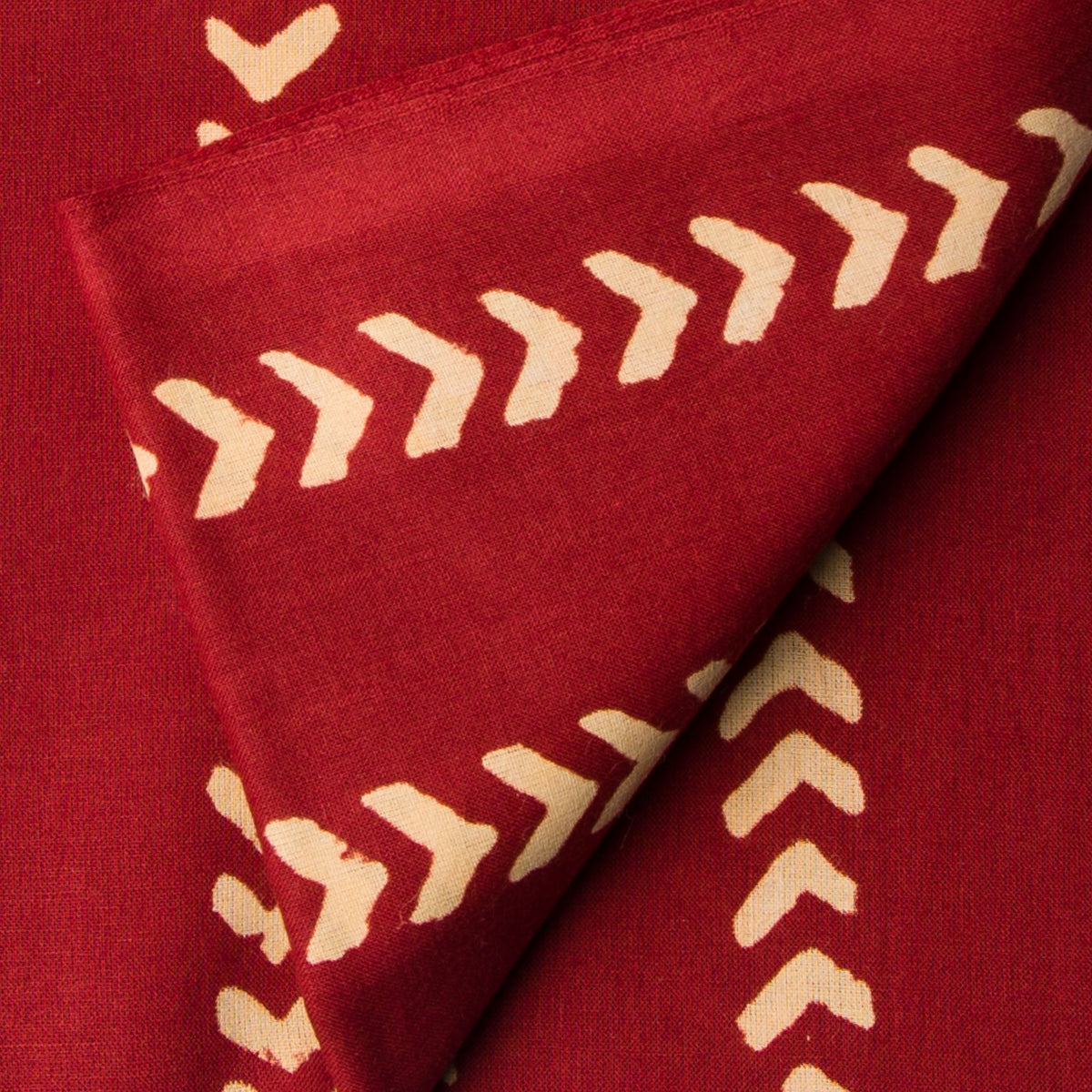 Precut 1 Meter Red And Off White Bagru Dabu Hand Block Printed Cotton F